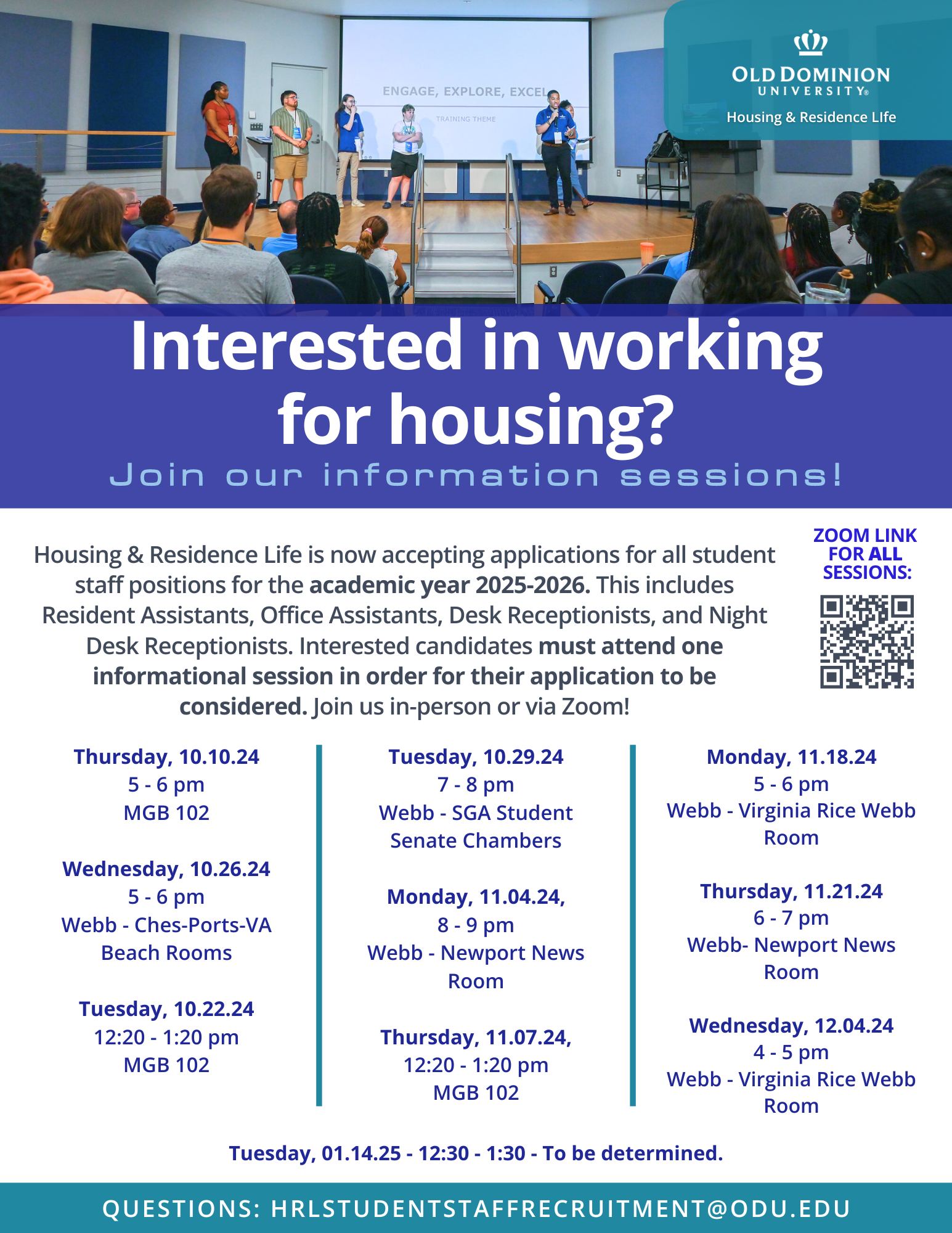 INFO SESSIONS: Housing Student Staff positions | Old Dominion University