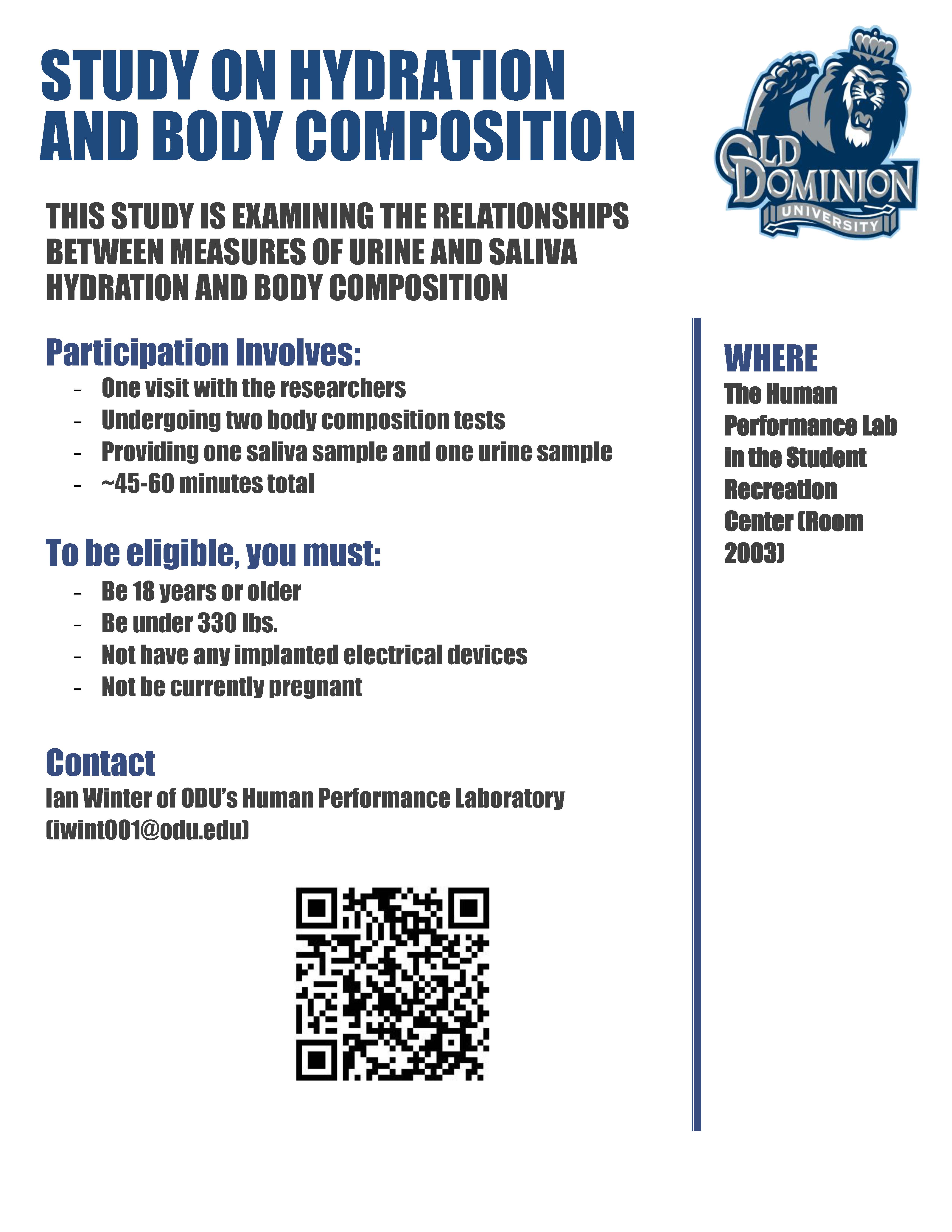 Hydration and Body Composition Study | Old Dominion University