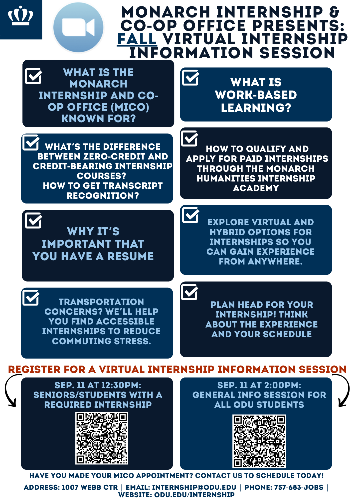 Virtual Internship Info Sessions Sept 11! | Old Dominion University