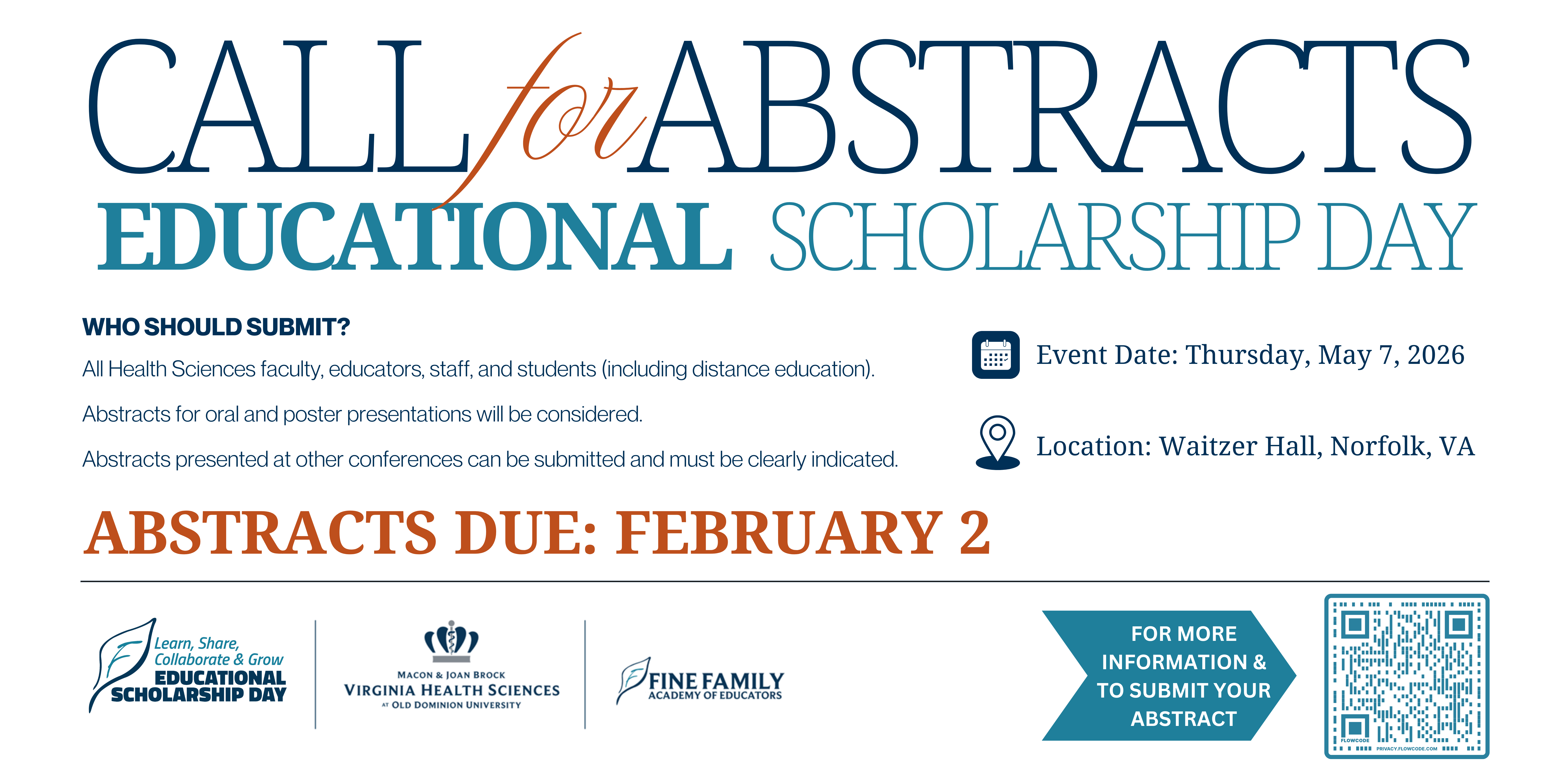 CALL FOR ABSTRACTS: Educational Scholarship Day 2026 - Abstracts Due ...