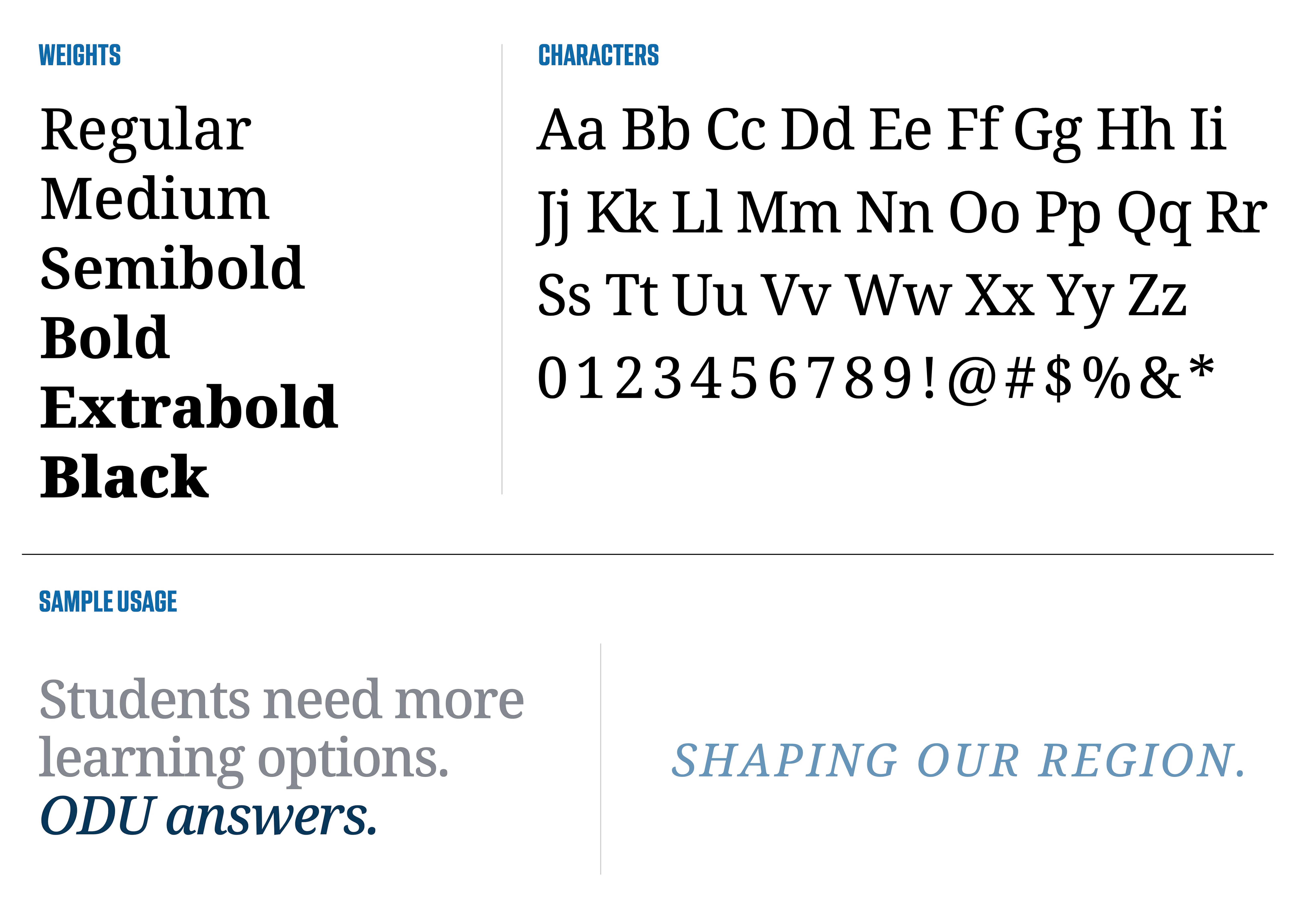 Color Palette, Fonts and Textures | Old Dominion University